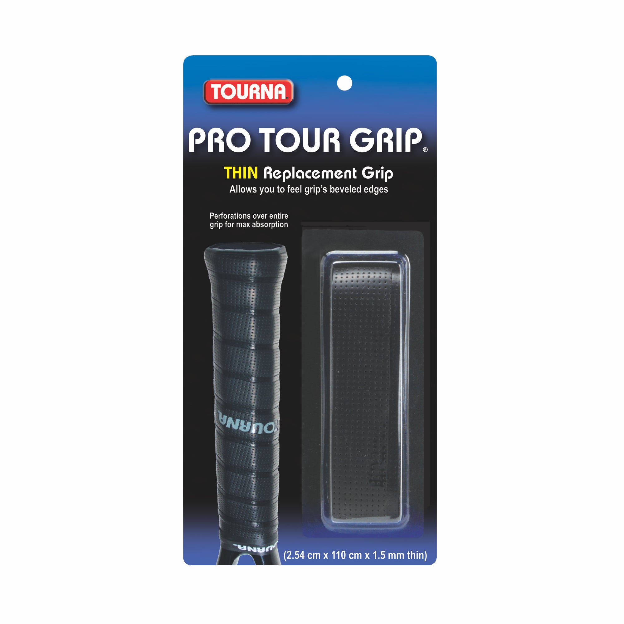 Tourna PRO TOUR Replacement Grip – Black – 1.5mm thick – Sports Virtuoso